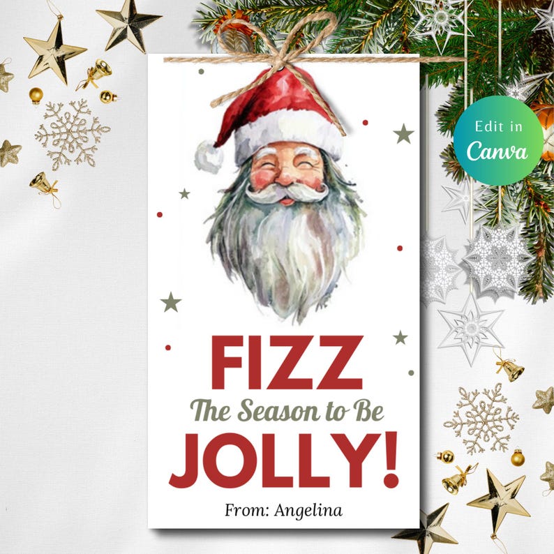 Editable FIZZ the Season Tag, CHRISTMAS Gift Tag, NEIGHBOR Gift ...