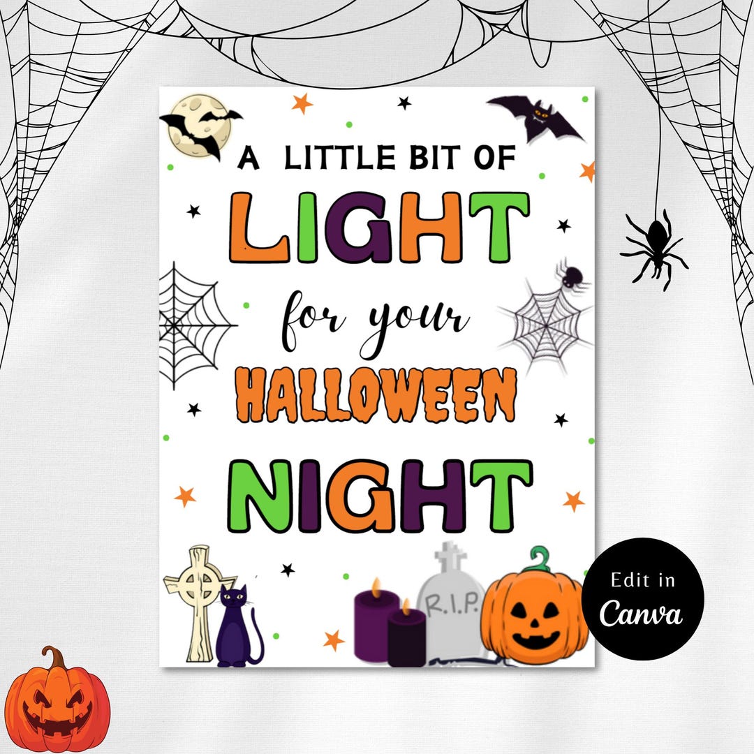Editable A Little Light for HALLOWEEN Night, a Little Light For, for ...