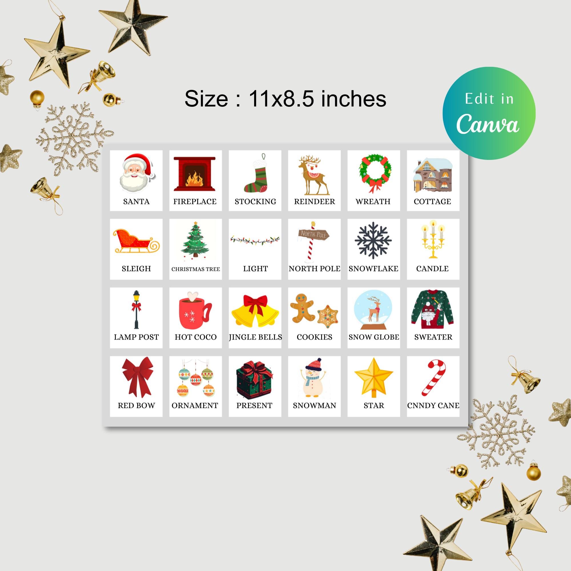 Editable CHRISTMAS VOCABULARY, Flashcards, Montessori Cards, Card ...