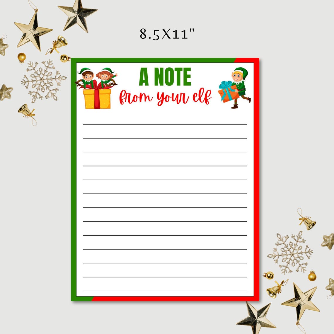 PRINTABLE ELF NOTECARD, Shelf, Elf Shelf, Printable Notes Elf, Notes ...