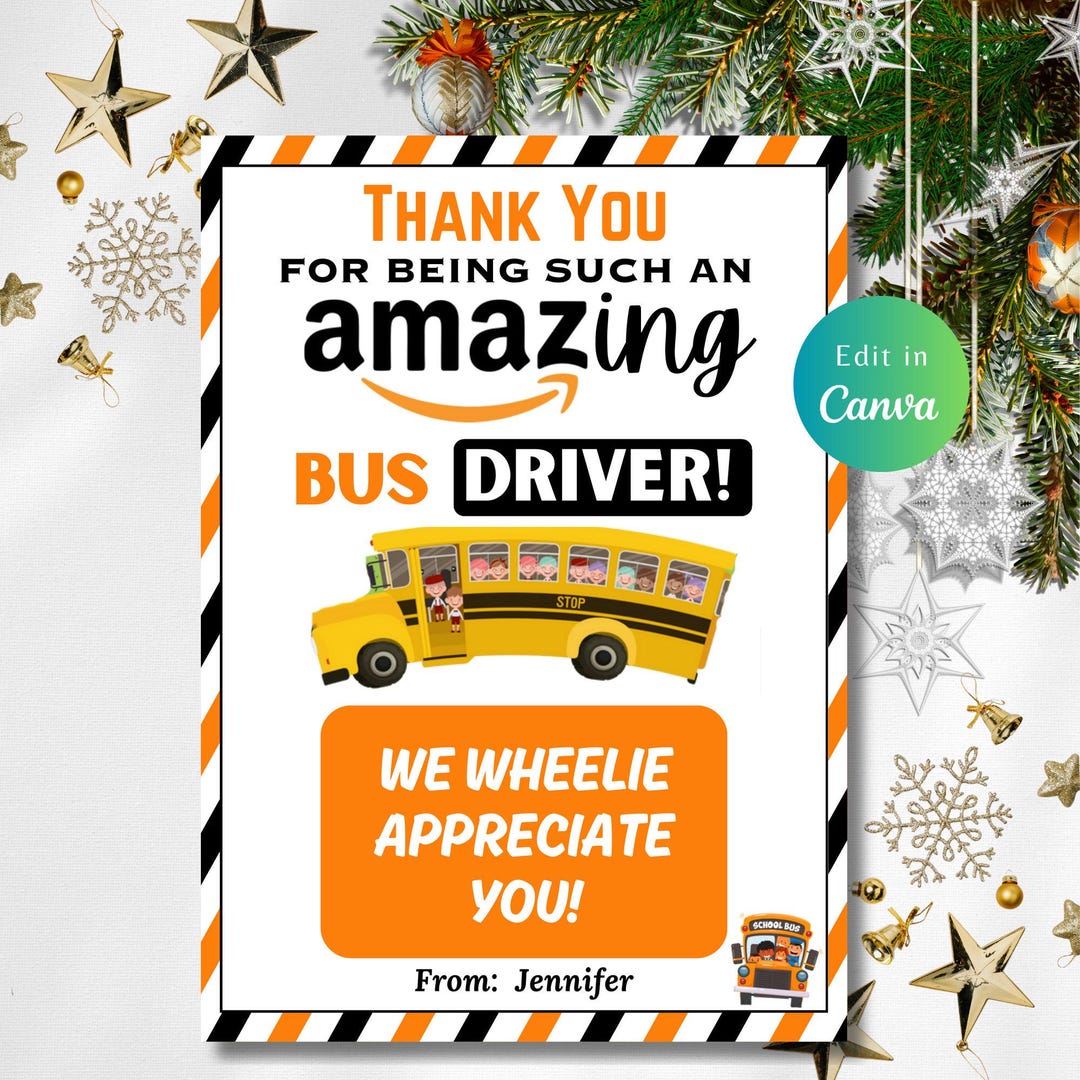 BUS DRIVER GIFT Card Holder Printable, Driver Appreciation, Printable ...