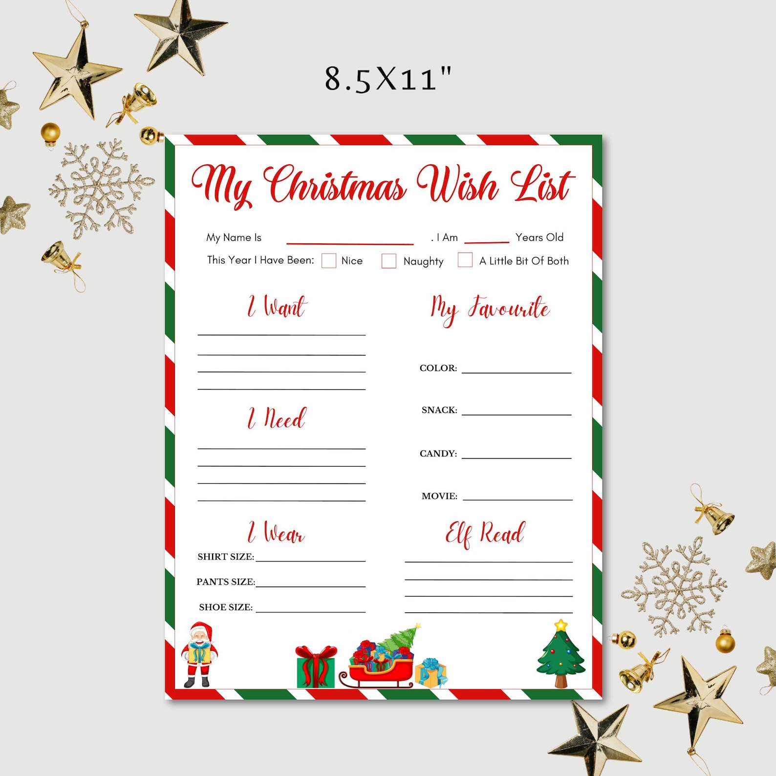 Editable CHRISTMAS WISH List, Letter to Santa, Christmas List, Santa ...
