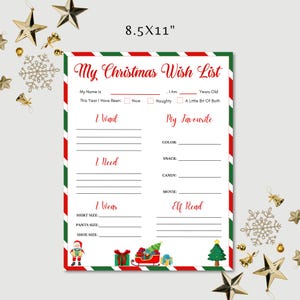 Editable CHRISTMAS WISH List, Letter to Santa, Christmas List, Santa ...