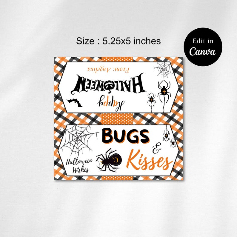 Editable BUGS KISSES and Halloween Wishes Treat Bag Topper, Favors ...