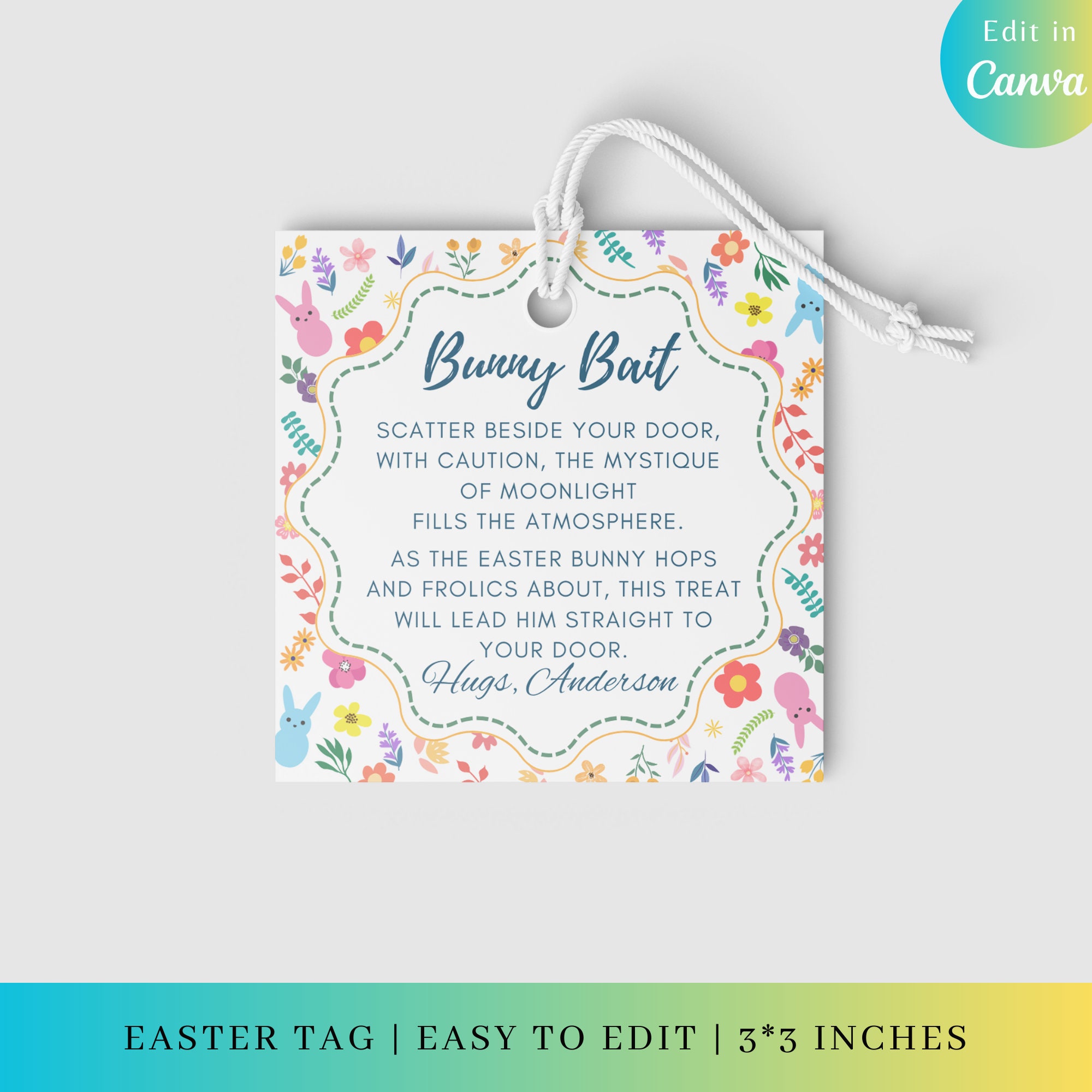 Editable EASTER BUNNY Bait Tag, Printable Banner, Bunny Bait Tags ...