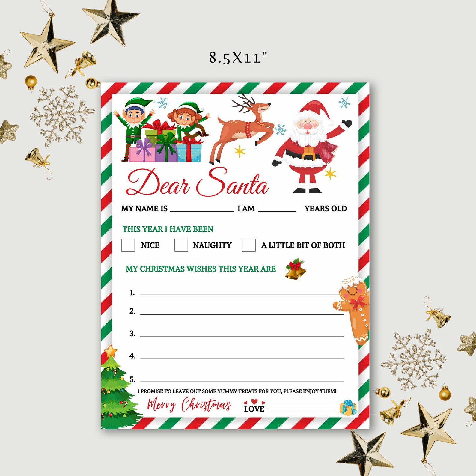 PRINTABLE KIDS LETTER to Santa Santa Claus, Santa Letter, Christmas ...