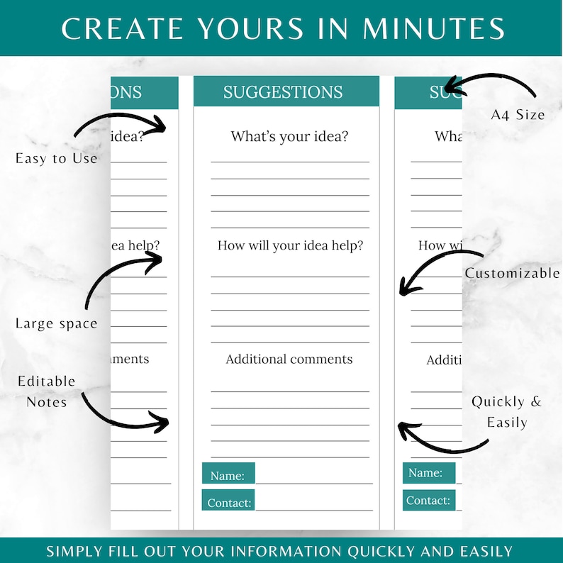 EMPLOYEE SUGGESTION CARD, Suggestion Box, Employee Suggest, Suggestion ...