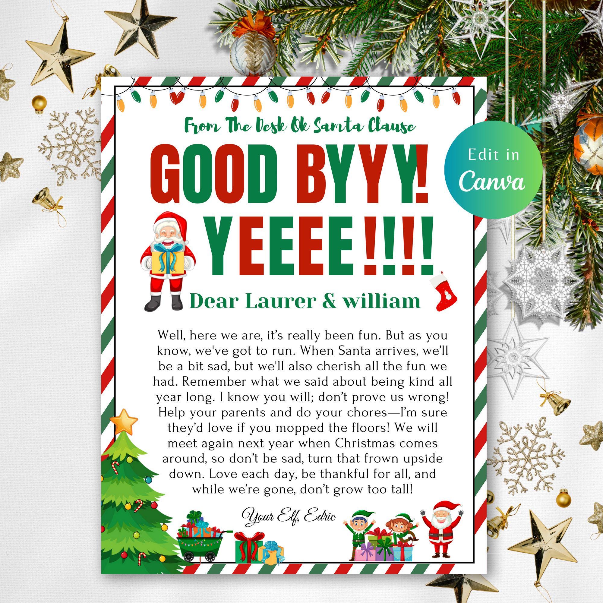 EDITABLE GOODBYE LETTER From Elf, Editable Elf Letter, Elf Letter, on ...