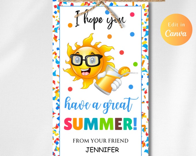 PRINTABLE Have a Great Summer Tag, Summer Gift Tag, Printable Tag ...