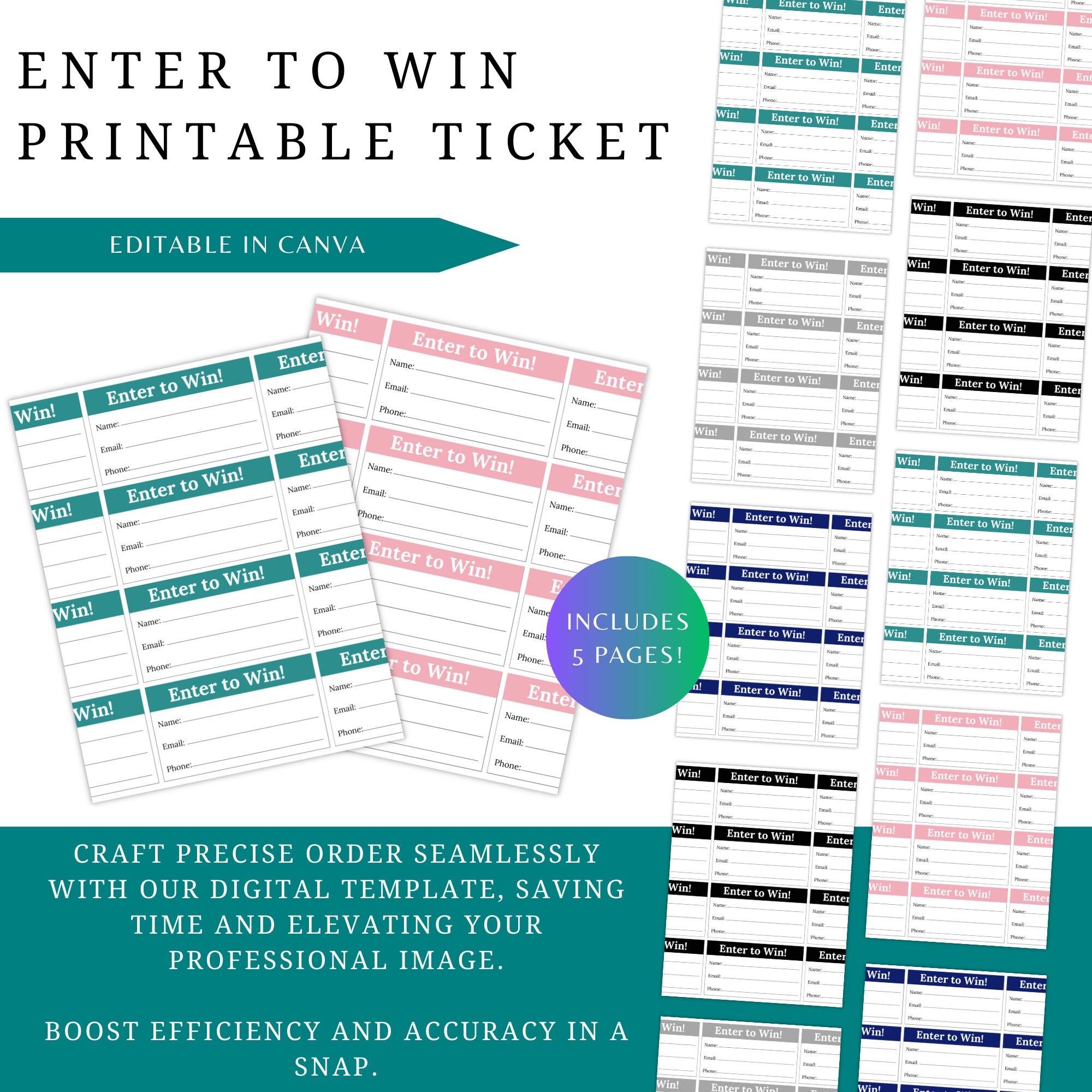 EDITABLE RAFFLE TICKET, Raffle Template, Fillable Ticket, Custom Raffle ...
