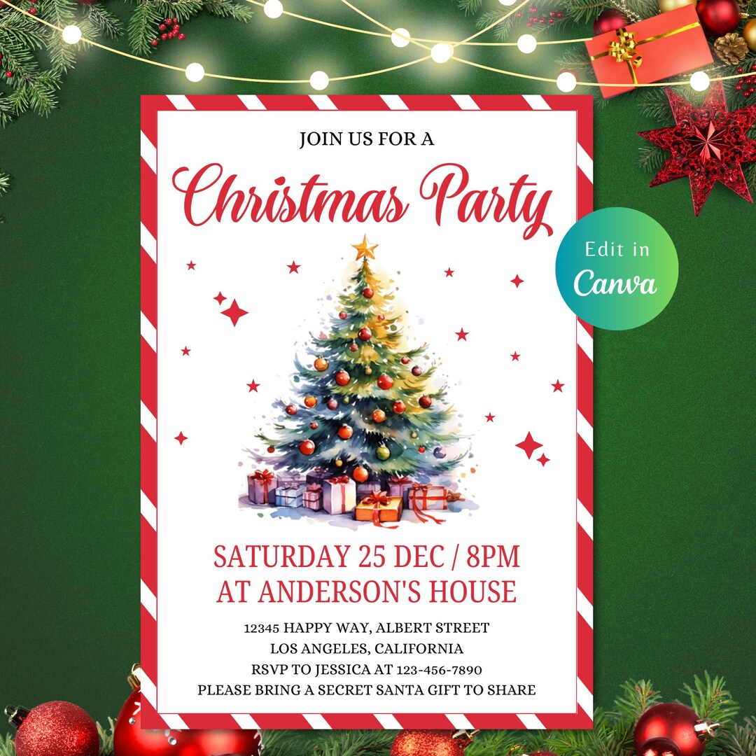 CHRISTMAS TREES PARTY Invitation, Christmas Party, Christmas Trees ...