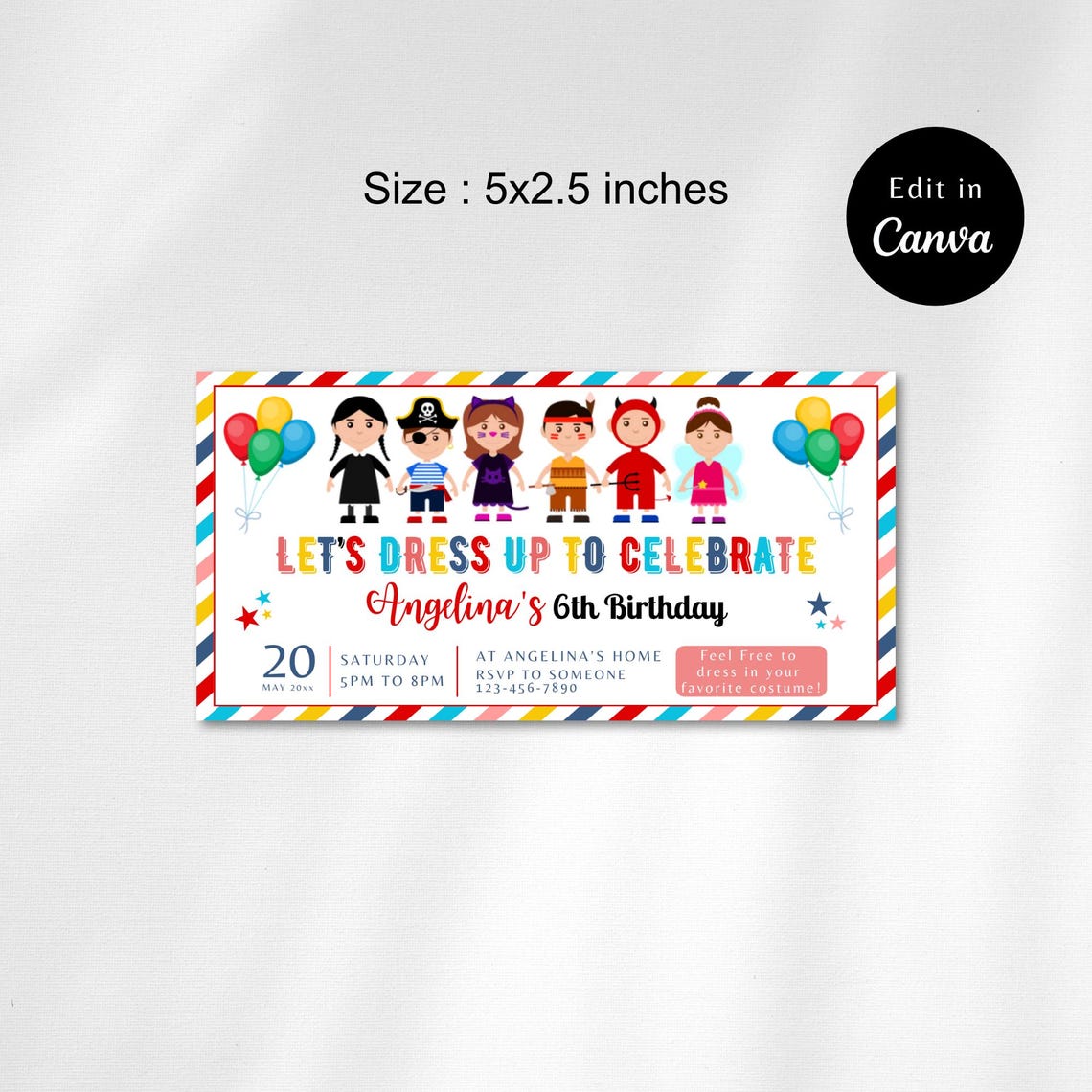 Editable COSTUME PARTY INVITATION, Instant Download, Dress up Party ...