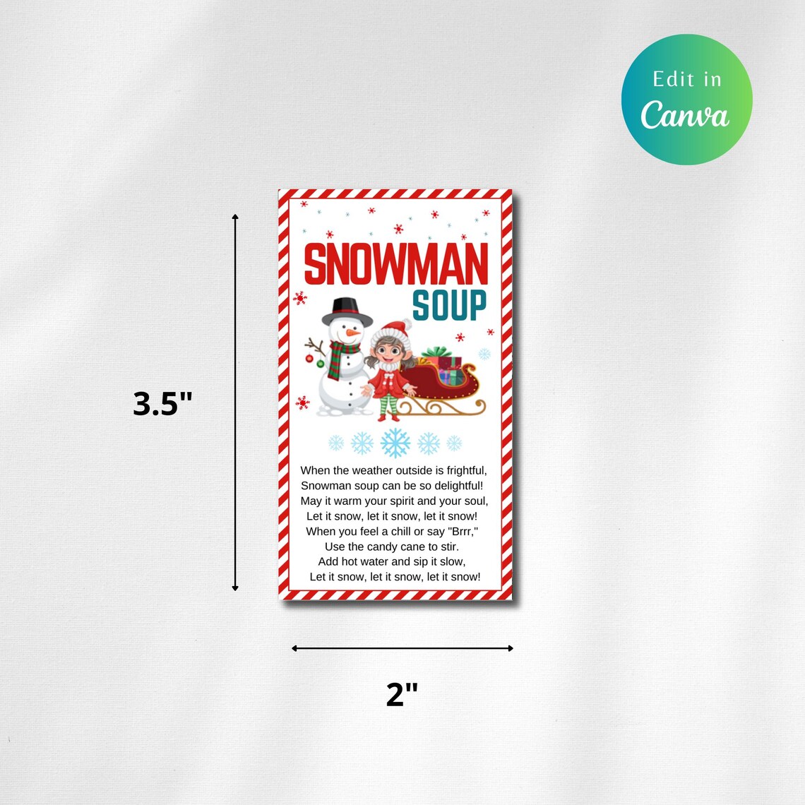 Editable SNOWMAN SOUP Tag, TREAT Bag Label, Snowman Soup, Treat Bag ...