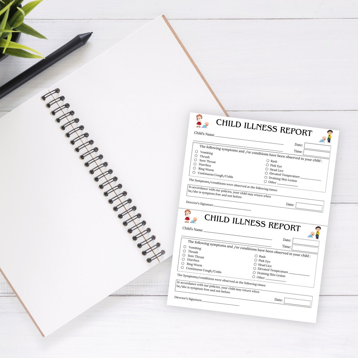 Editable CHILD ILLNESS NOTICE, Daycare Forms,child Illness Notice ...