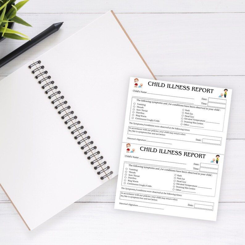 Editable CHILD ILLNESS NOTICE, Daycare Forms,child Illness Notice ...