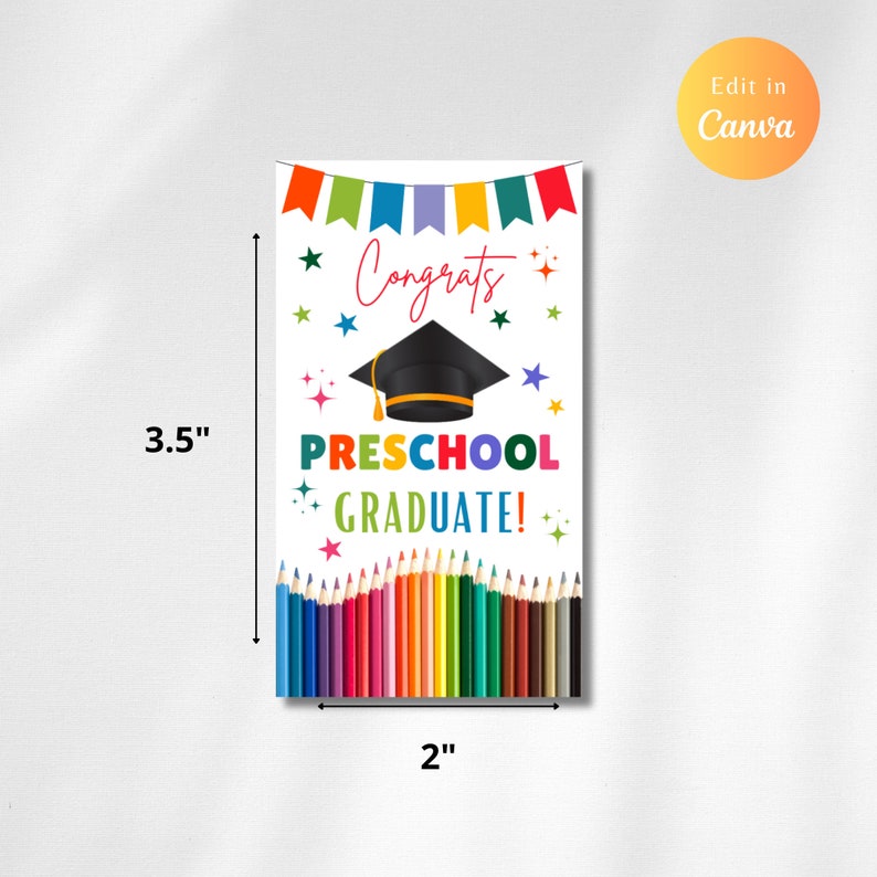 Editable Preschool Graduation Gift Tag Template, Printable ...
