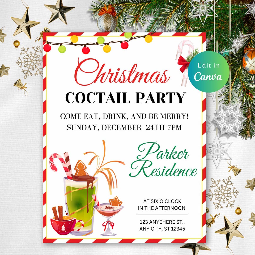 EDITABLE HOLIDAY CHRISTMAS Cocktails Party, Christmas Cocktails ...