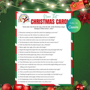 PRINTABLE GUESS the Christmas CAROL, Christmas Party Game, Christmas ...