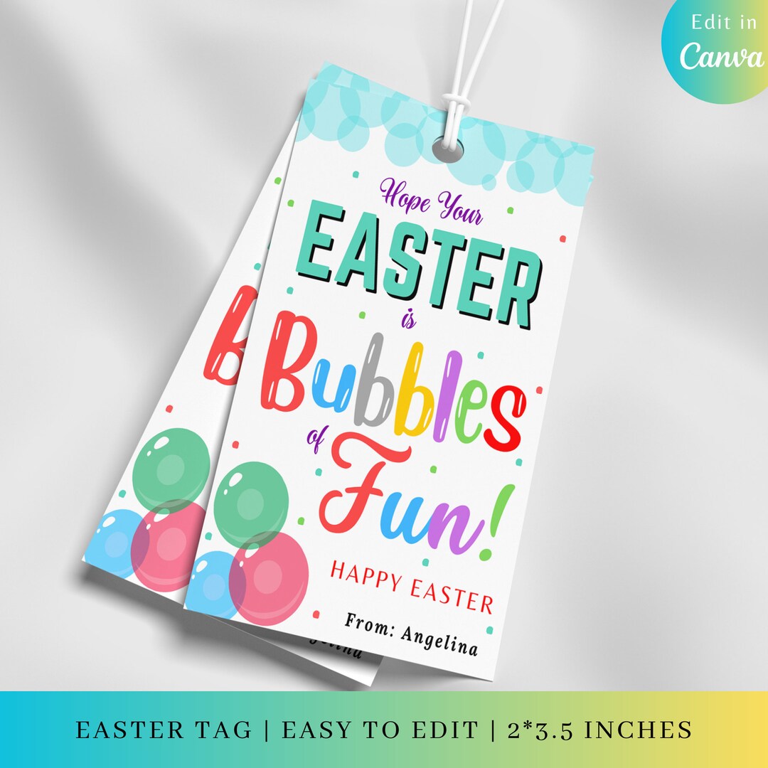 PRINTABLE EASTER BUBBLES Gift Tag, Easter Tags, Pastel Tags, Peeps Tags ...