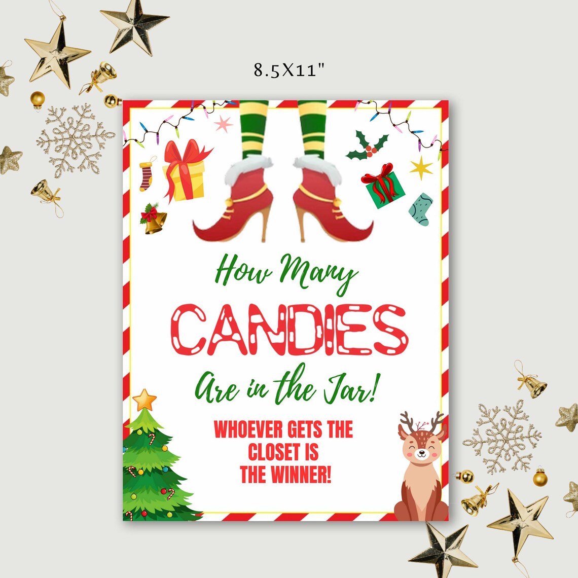 Editable GUESS HOW Many Candy Canes in the Jar, Count the Candies, How ...