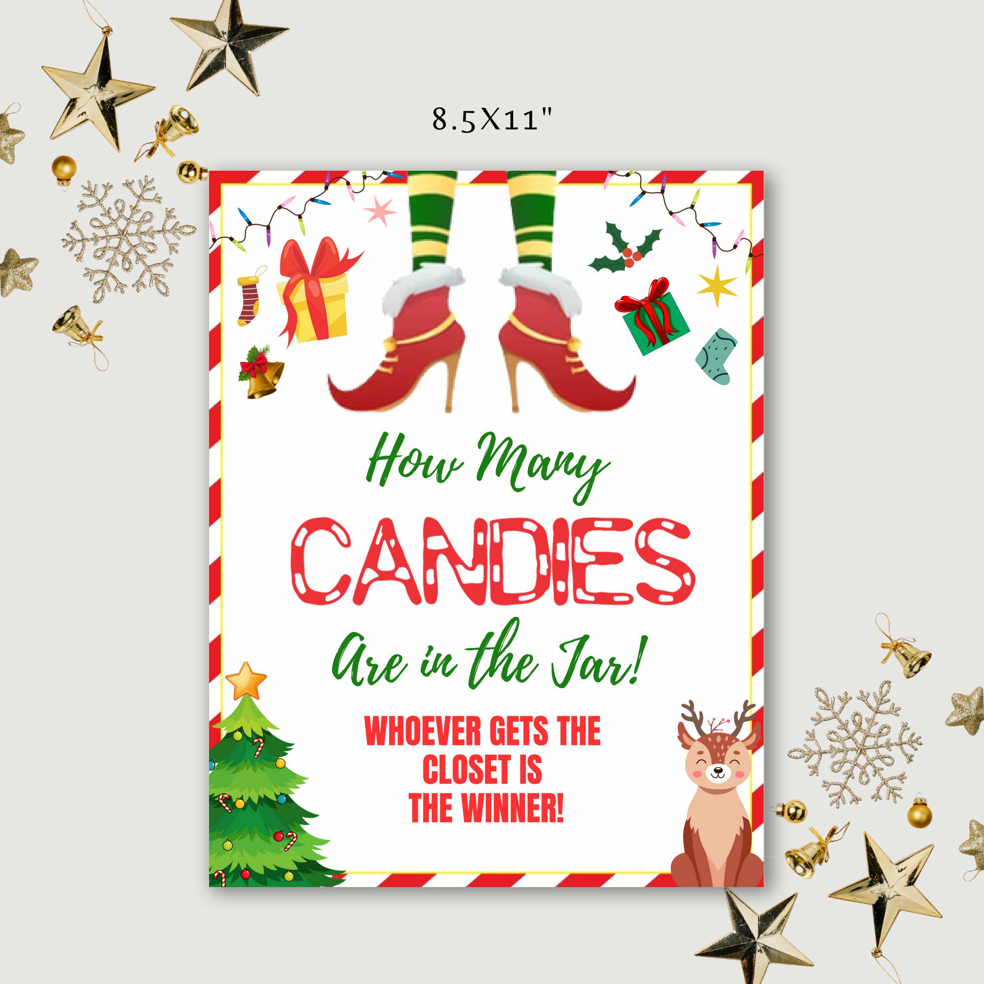 Editable GUESS HOW Many Candy Canes in the Jar, Count the Candies, How ...