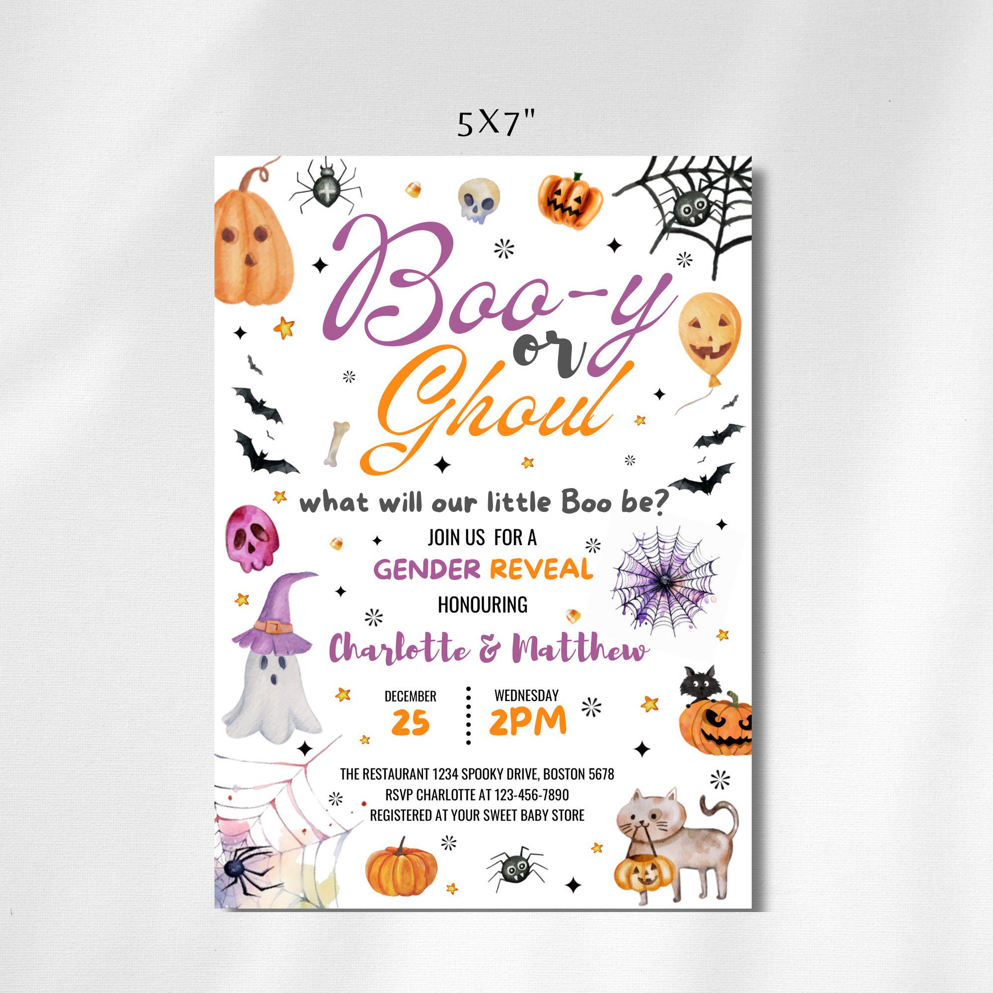 Editable Halloween Gender Reveal Invitation, GENDER REVEAL, Fall Gender ...