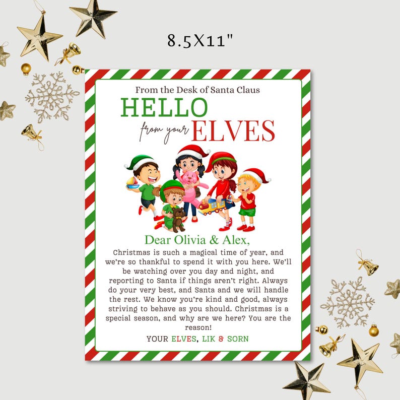 HELLO LETTER FROM Elves Editable Template, Letter From Elf, Christmas ...