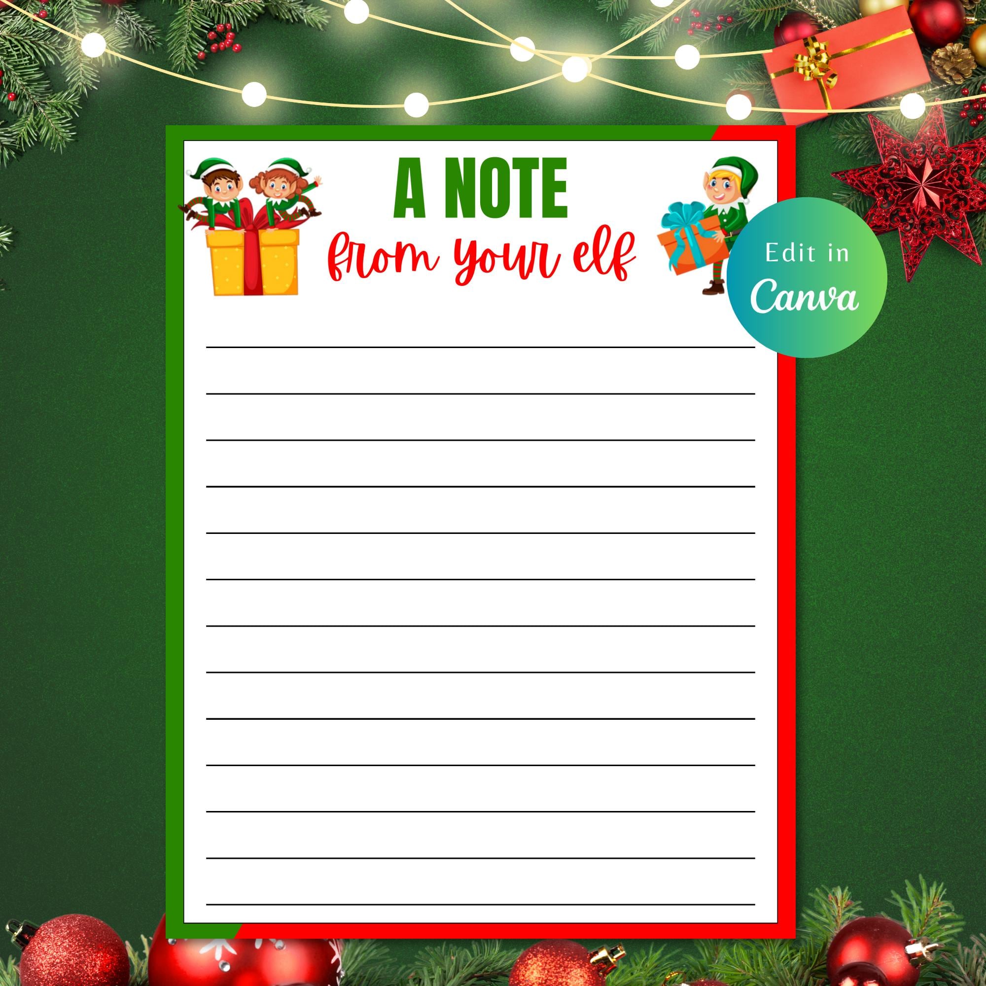 PRINTABLE ELF NOTECARD, Shelf, Elf Shelf, Printable Notes Elf, Notes ...