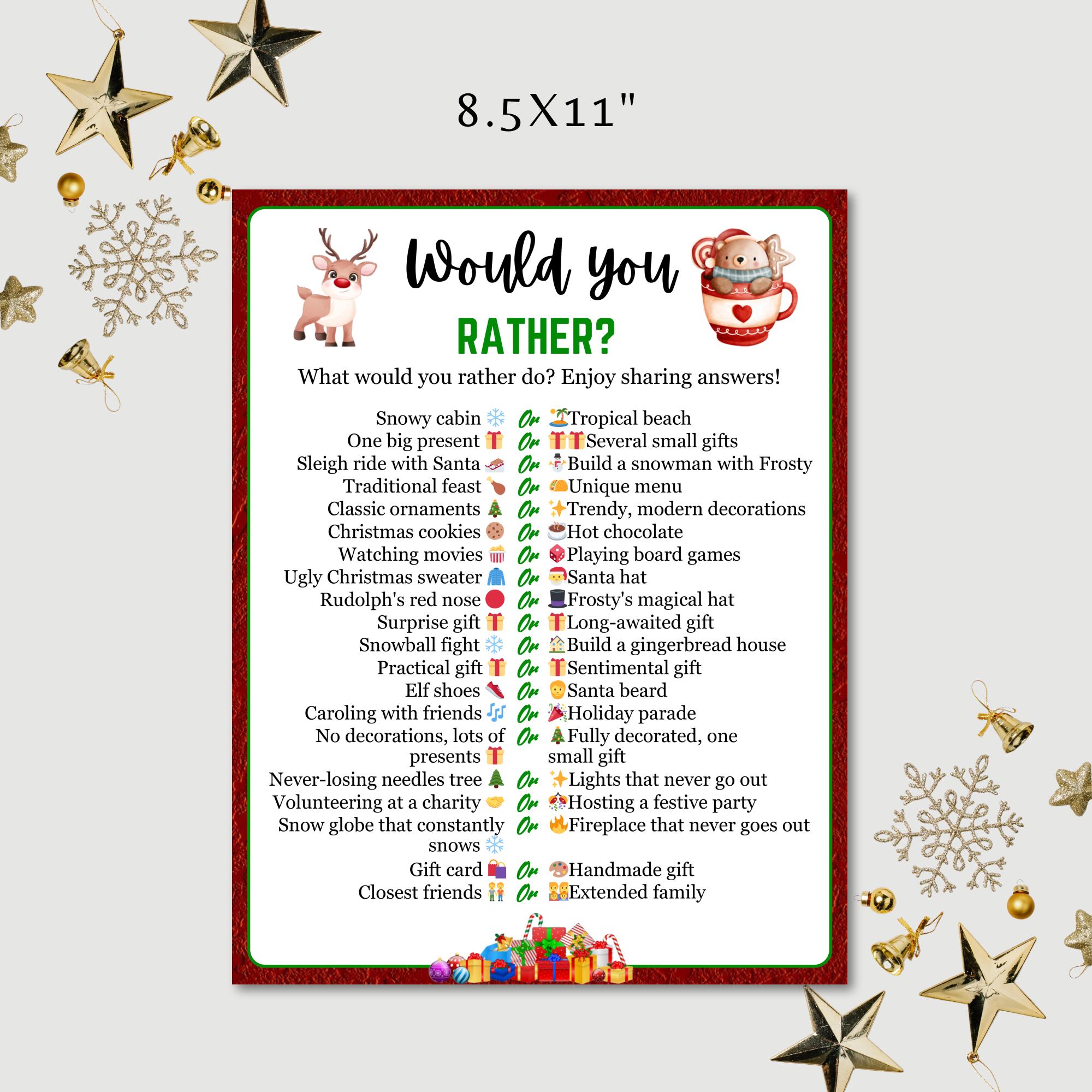 Christmas Would You Rather Game for Office Party | Family Christmas ...