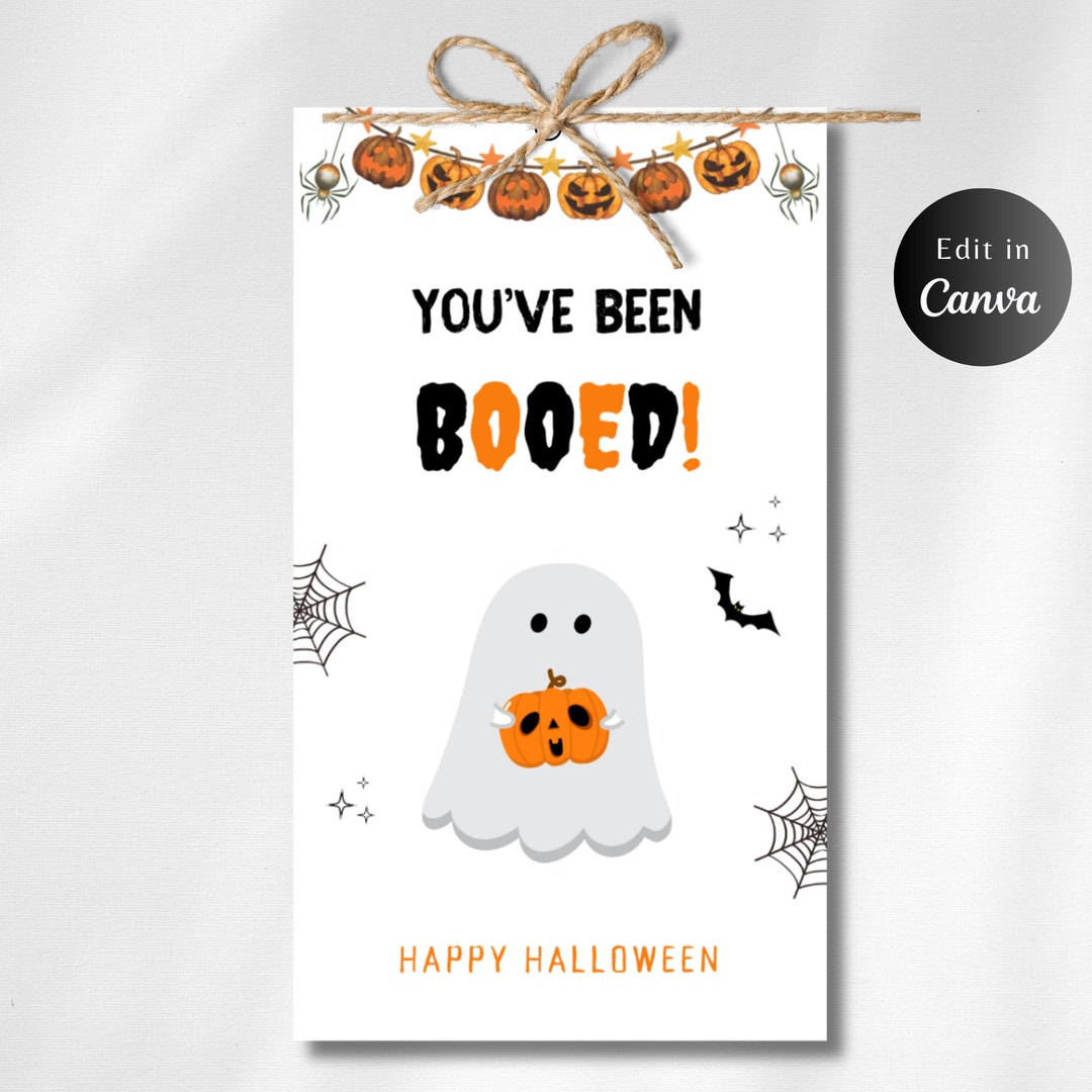 Editable You've Been Booed Tag Printable, Halloween Treat Tag, Boo ...