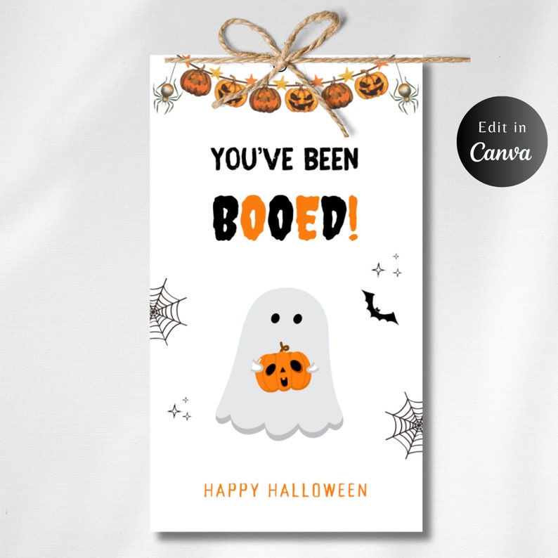 Editable You've Been Booed Tag Printable, Halloween Treat Tag, Boo ...