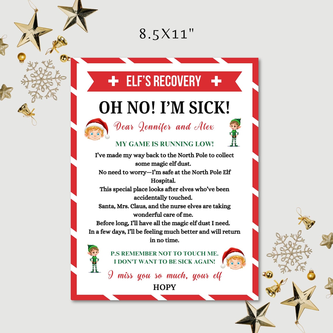 EDITABLE ELF RECOVERY Letter Touched Elf, Elf Letter, Elf Recovery ...