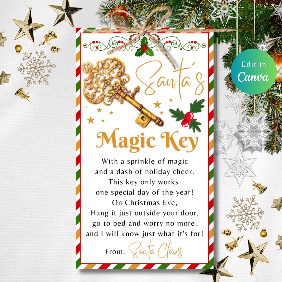 Editable SANTA'S MAGICAL Key, Magic Key Tag, Santa Key Tag, Christmas ...