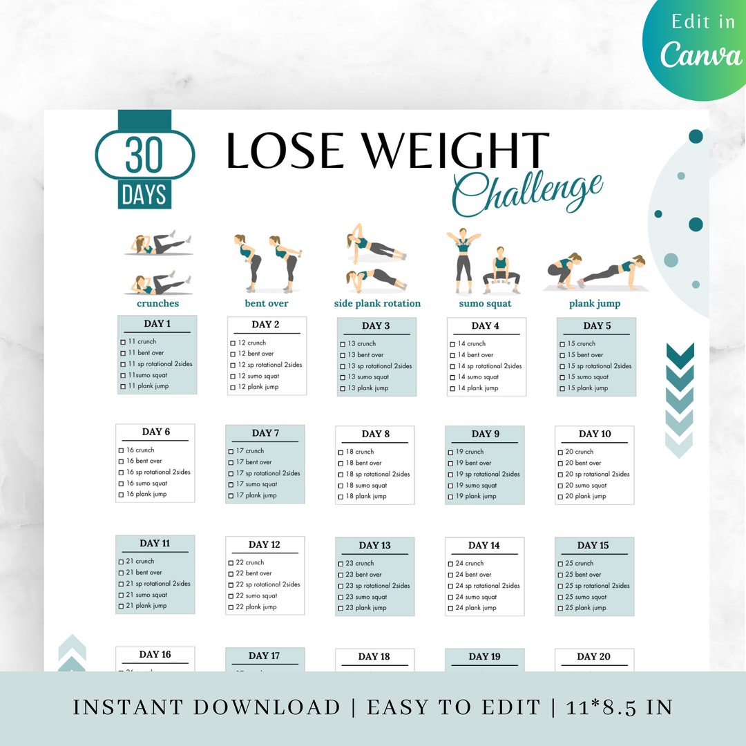 30 DAYS LOSE WEIGHT Challenge, Weight Lose Guide, Weight Management ...