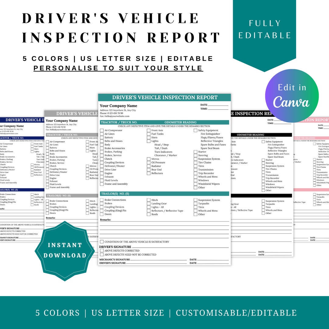 Vehicle Inspection, DRIVER VEHICLE INSPECTION Report,detailed Vehicle ...