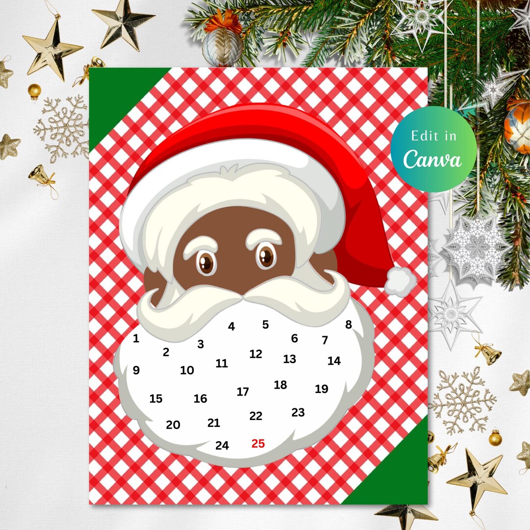 Editable BLACK / BROWN Santa Advent Calendar, Santa, Advent Calendar ...
