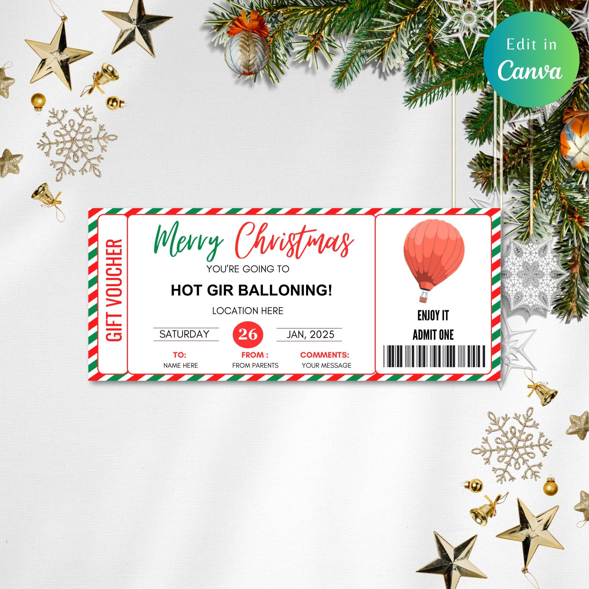 Editable Hot Air Balloon Ticket Template, Hot Air Balloon, Balloon ...