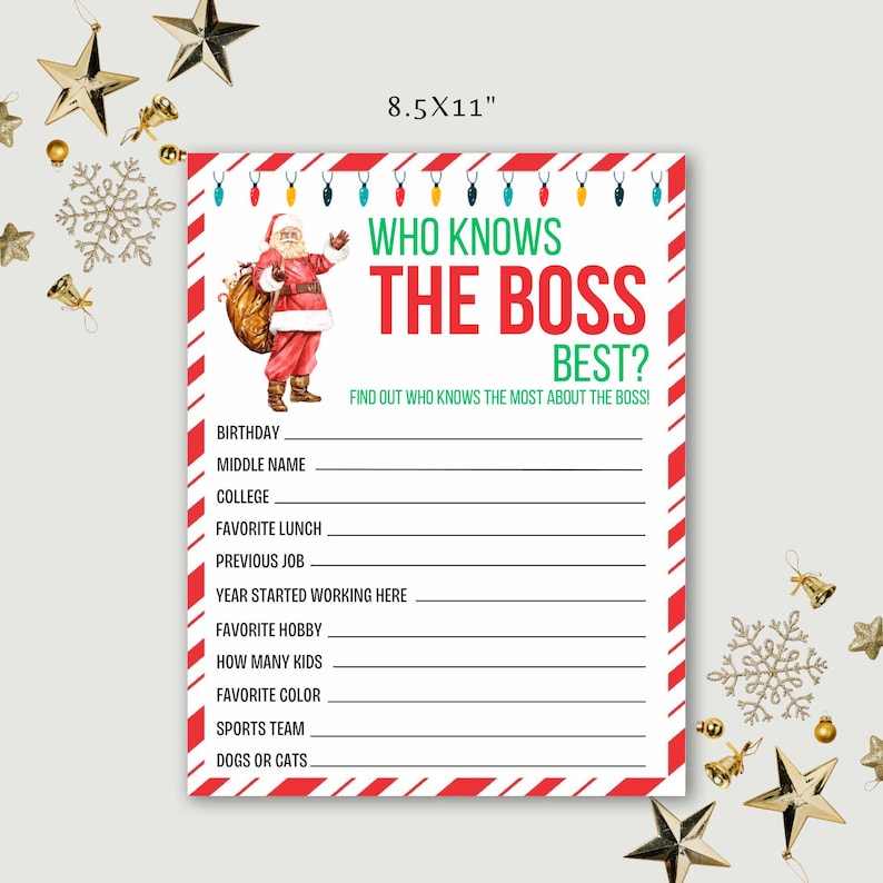 PRINTABLE WHO KNOWS the Boss Best, Games for Adults, Christmas Party ...