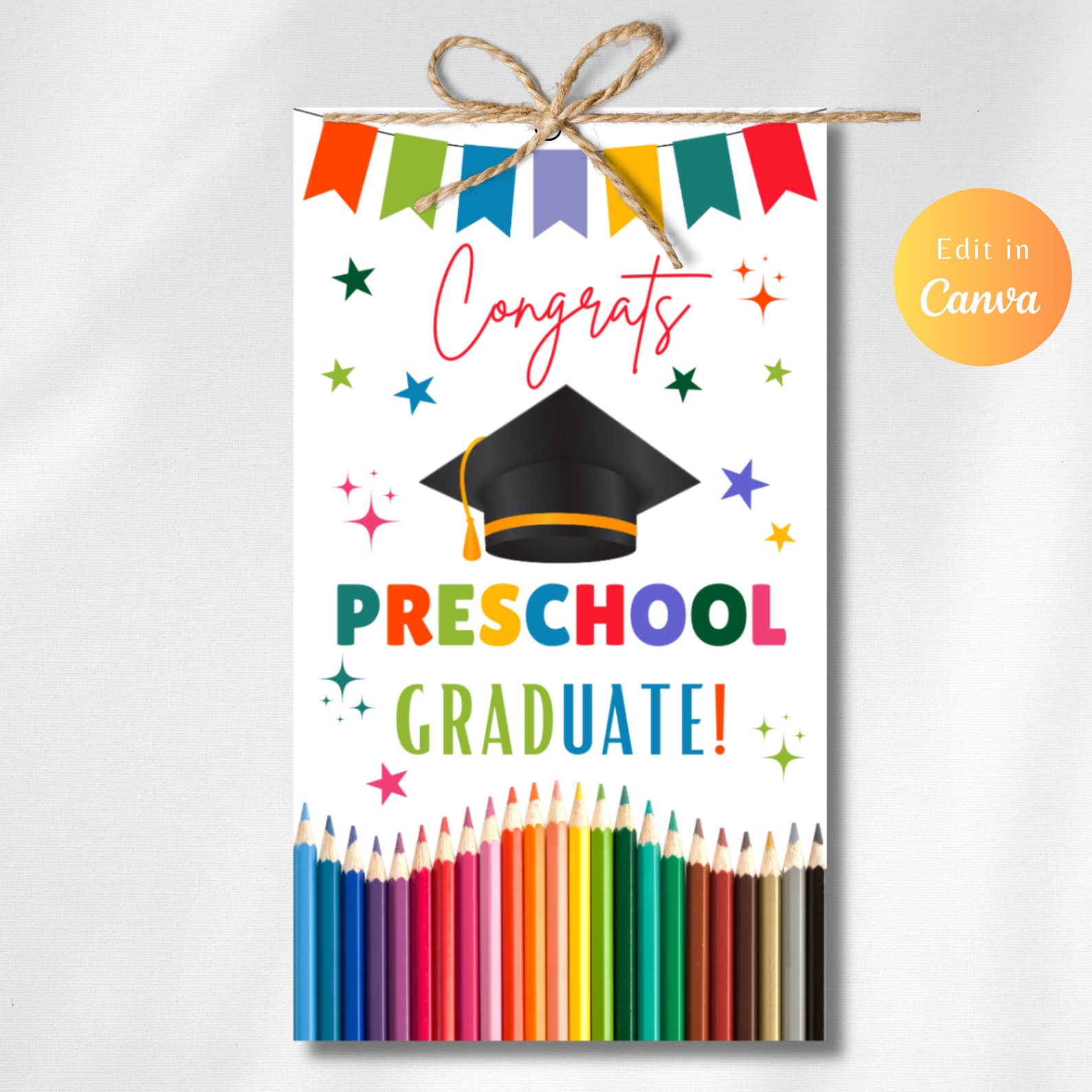 Editable Preschool Graduation Gift Tag Template, Printable ...
