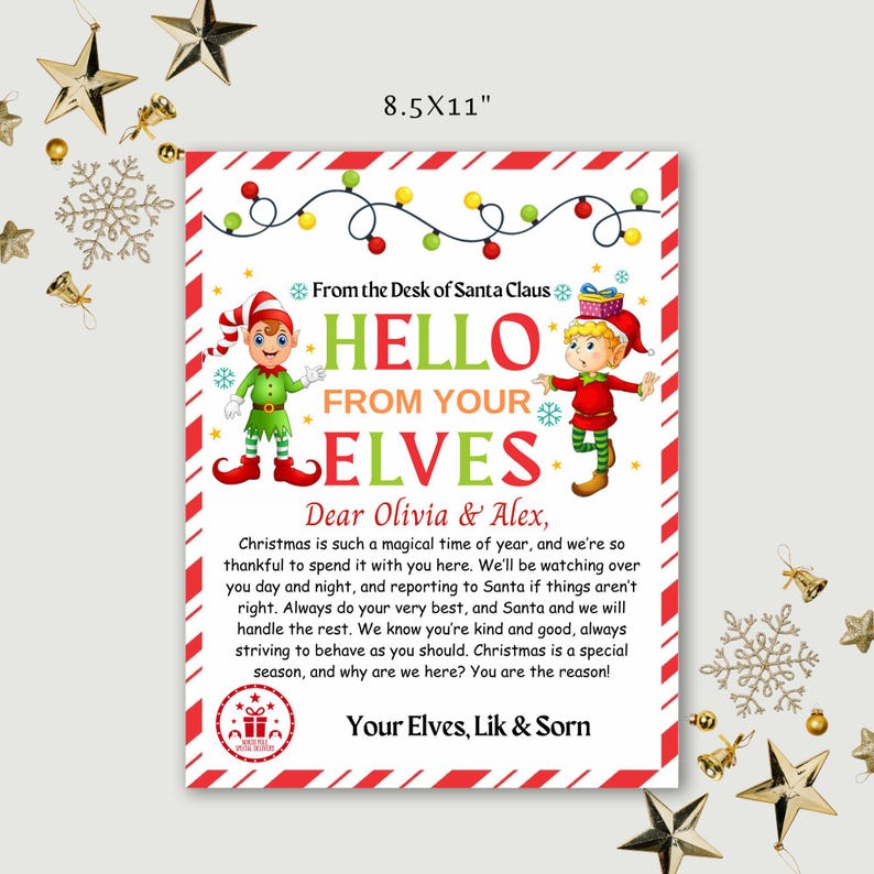 HELLO LETTER FROM Elves Editable Template, Letter From Elf, Christmas ...