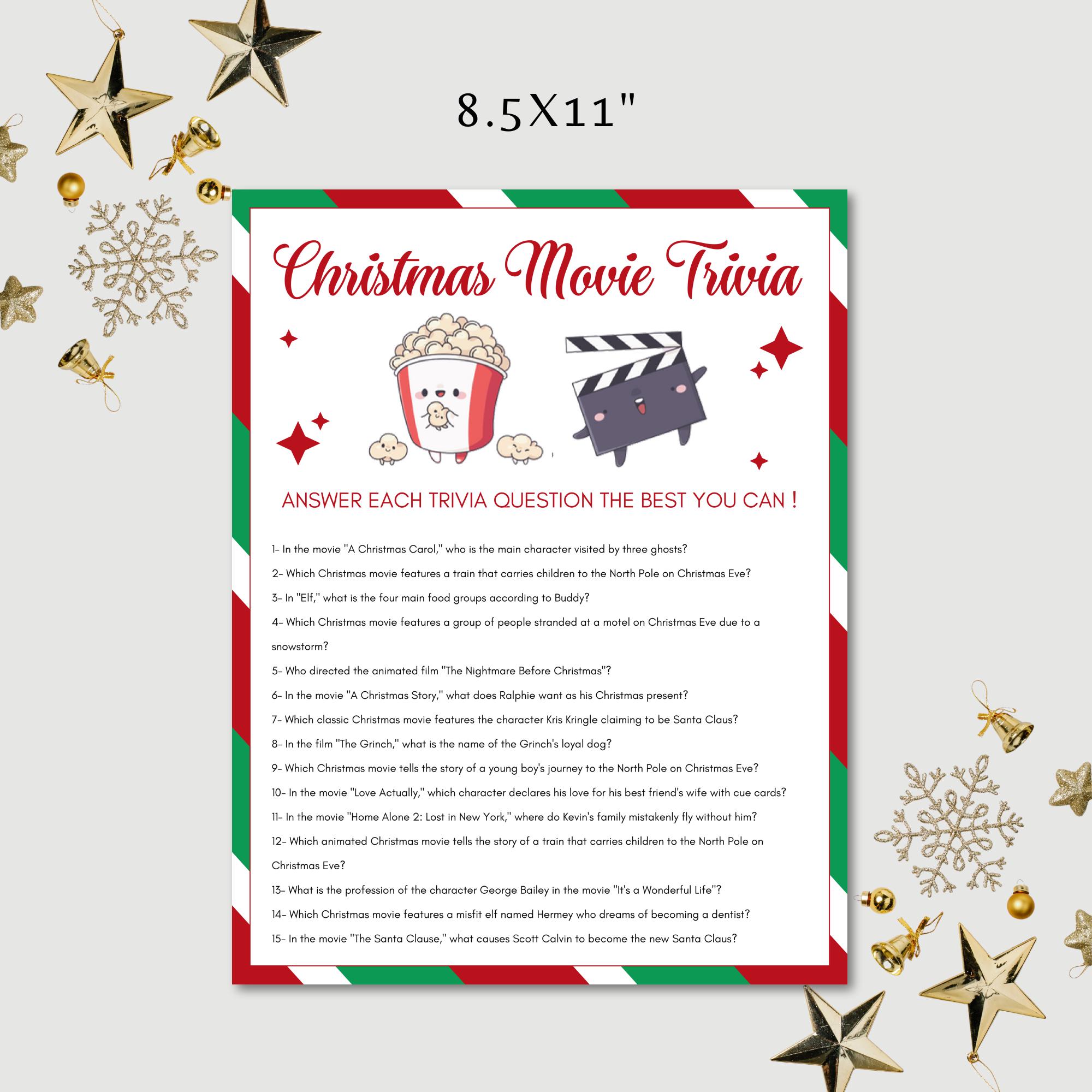 CHRISTMAS MOVIE Trivia Game, Christmas Trivia, Christmas Party Game ...