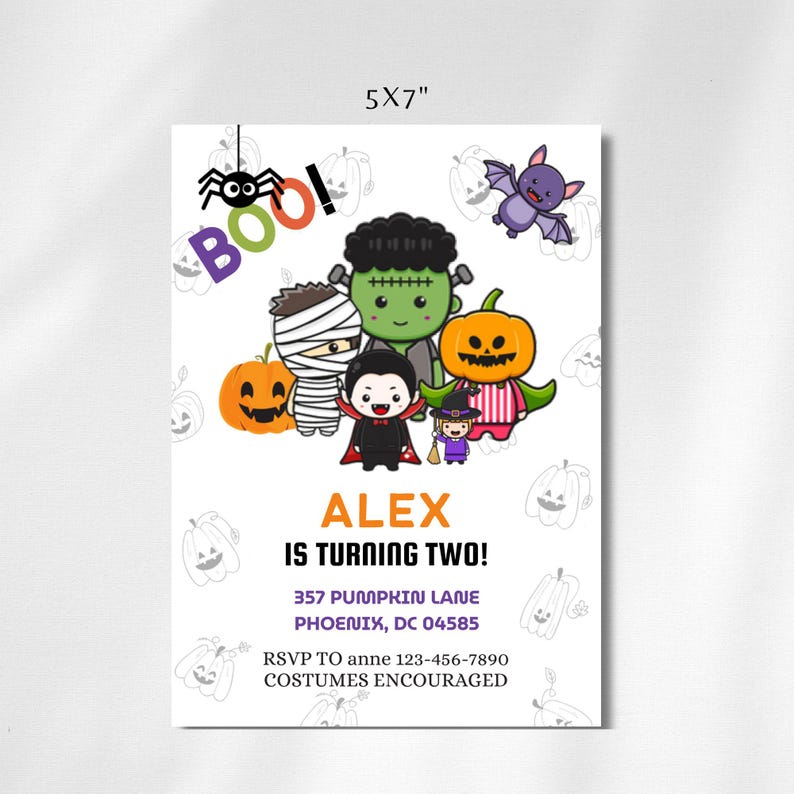EDITABLE HALLOWEEN Birthday Invitation Boo 2nd Second Invite Digital ...