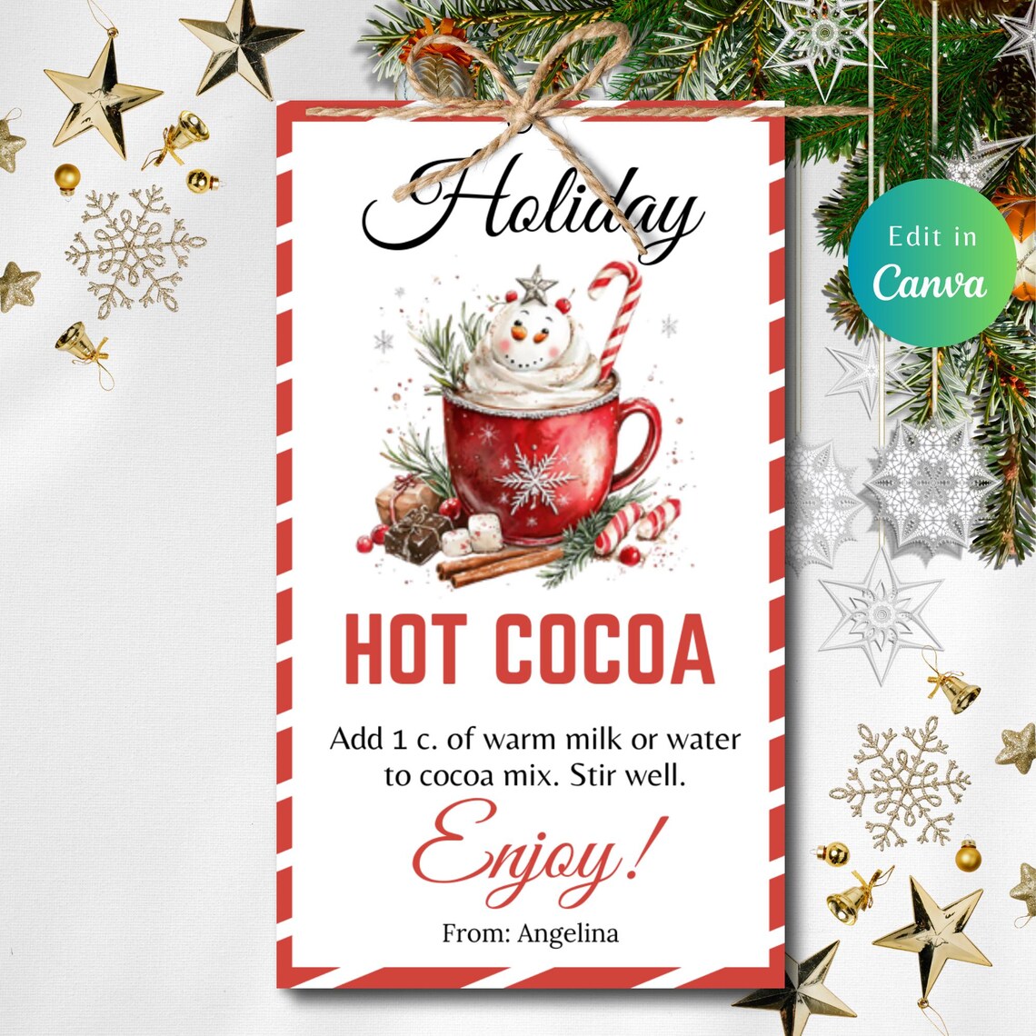 Editable HOMEMADE HOLIDAY Hot Cocoa Christmas Gift, Homemade HOT ...