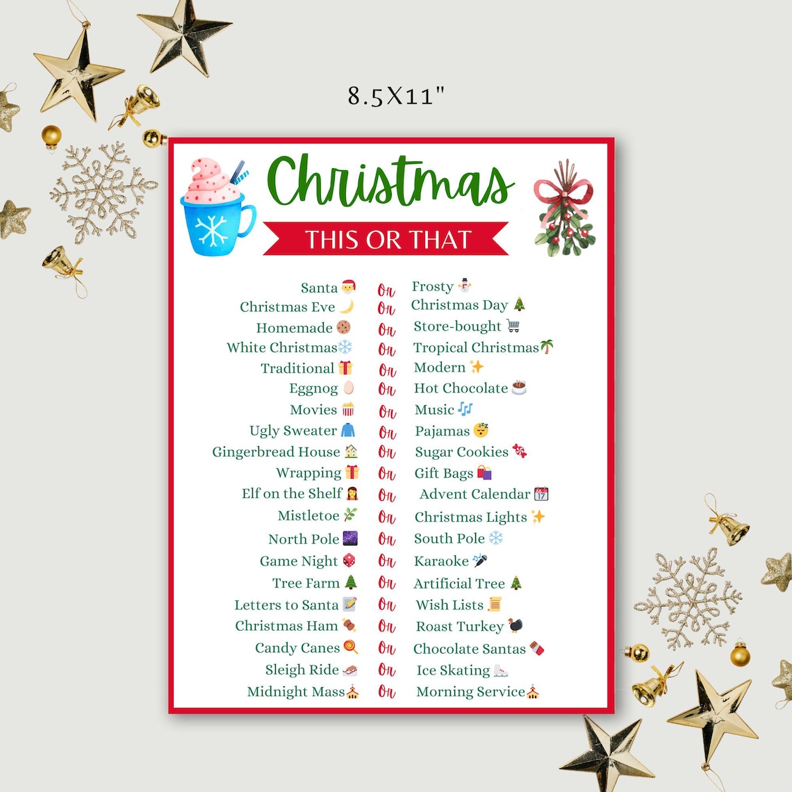 Editable Christmas This or That Game, Christmas Party Game, Christmas ...