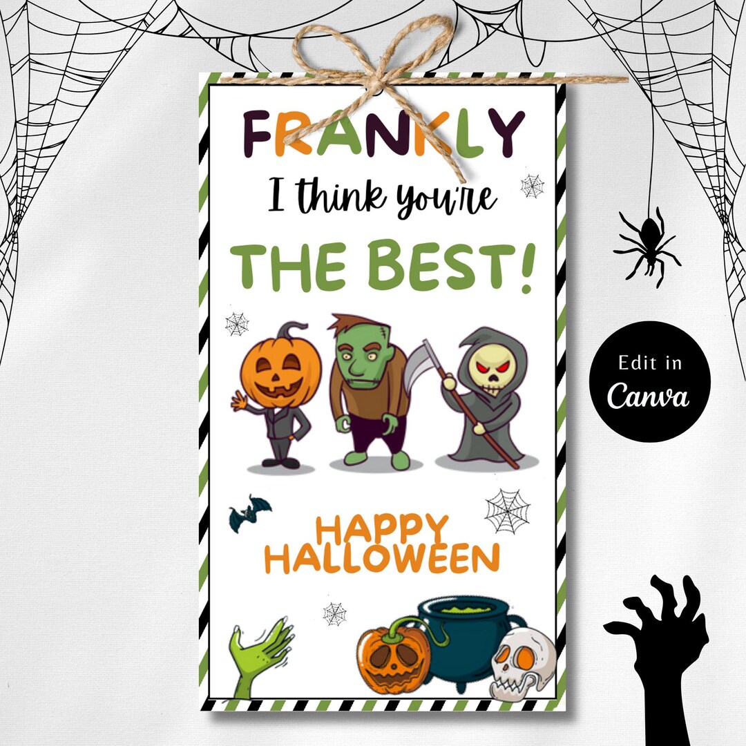 Editable NO TRICKS Just Treats Tag, Digital Download, Canva Editable ...