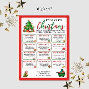 EDITABLE CHRISTMAS HOLIDAY Appreciation Flyer, School Pto Pta, 12 Days ...