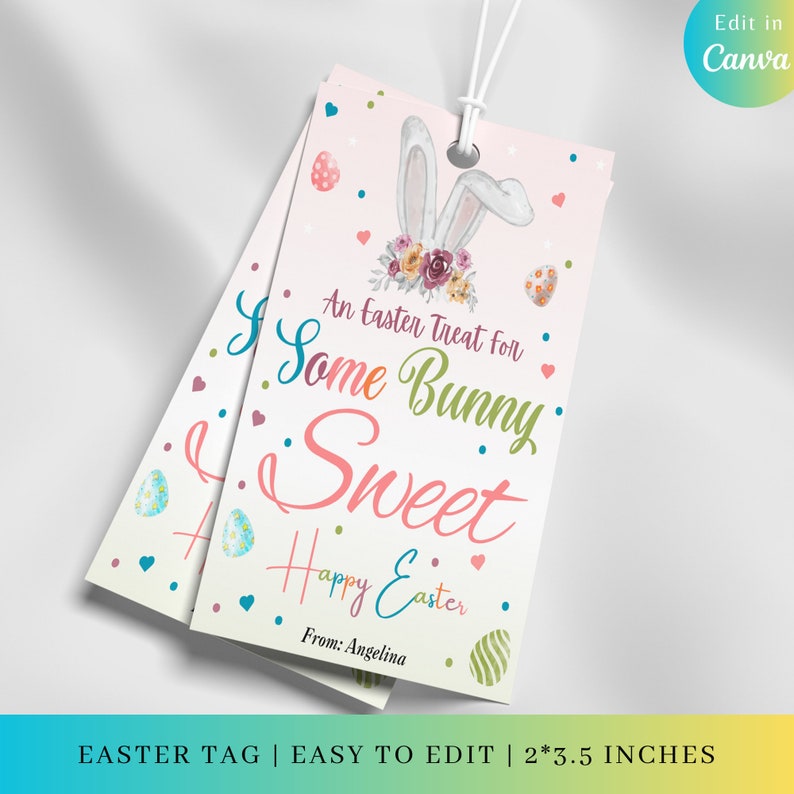 Editable EASTER FRIEND Gift Tag, Instant Download, Bunny Cookies ...