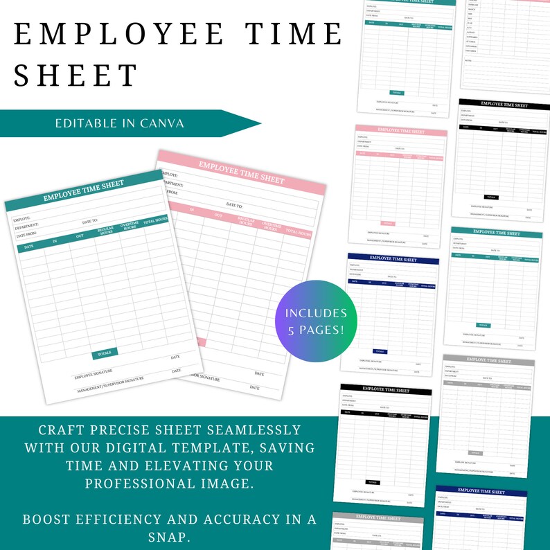 Editable EMPLOYEE TIME SHEET, Time Keeping Log, Printable Time Sheet ...