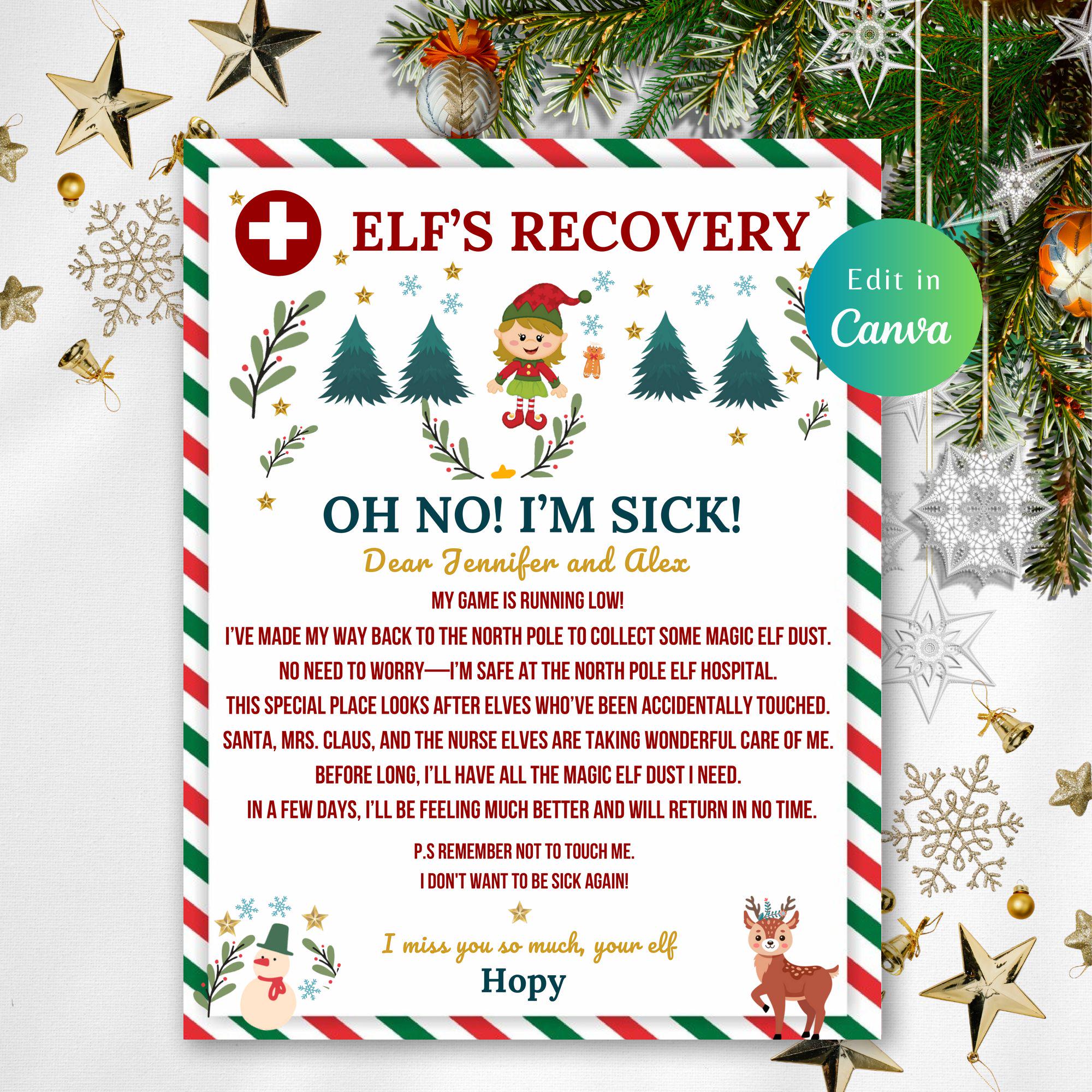 EDITABLE ELF RECOVERY Letter Touched Elf, Elf Letter, Elf Recovery ...