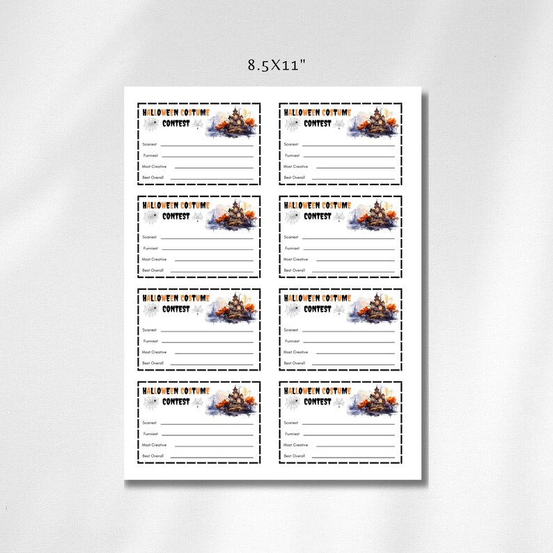 Editable HALLOWEEN COSTUME Contest Voting Cards, Halloween Games ...
